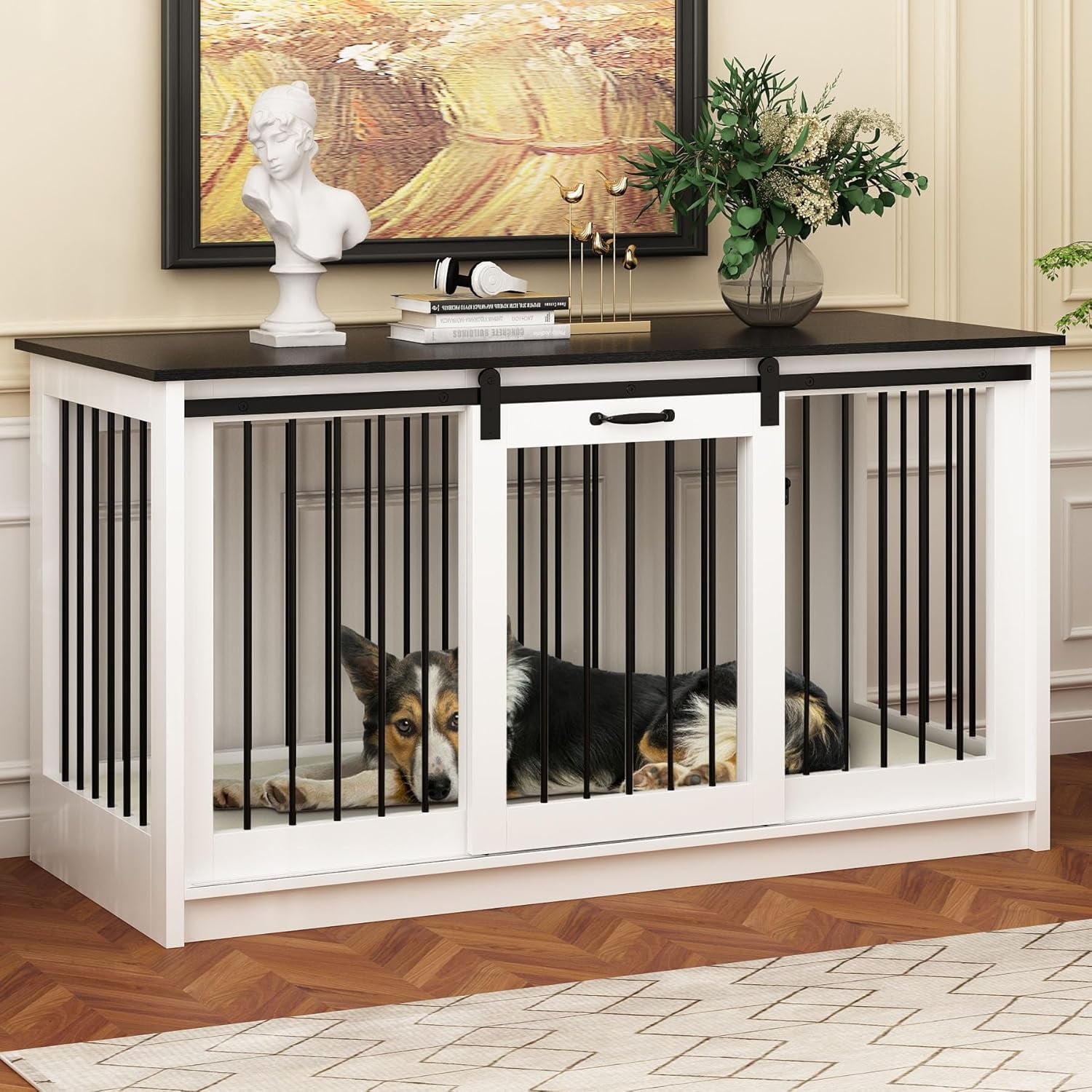 55 Inch Furniture Style Dog Crate for Large Medium Breed Dogs, Indoor Heavy Duty Dog Kennel ...