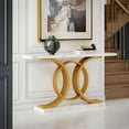 55 Inch Gold Entryway Table, Modern Faux Marble Console Table with ...