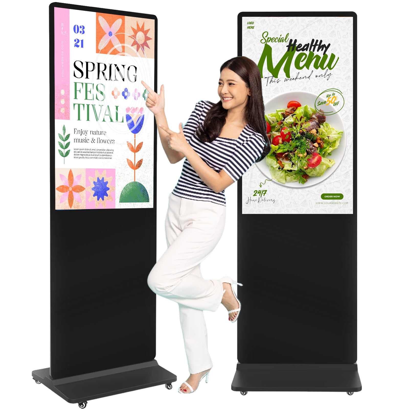 55 Inch Indoor Touchscreen Kiosk, Floor Standing LCD Display, Android ...