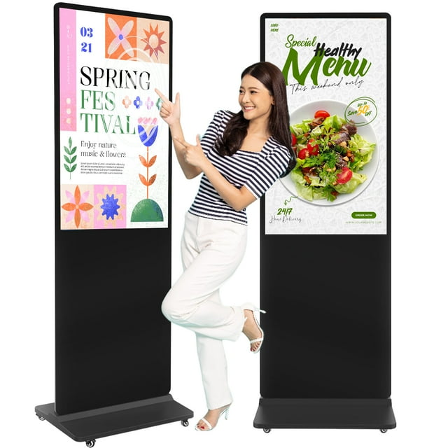 55 Inch Indoor Touchscreen Kiosk, Floor Standing LCD Display, Android, Auto Media Player ...