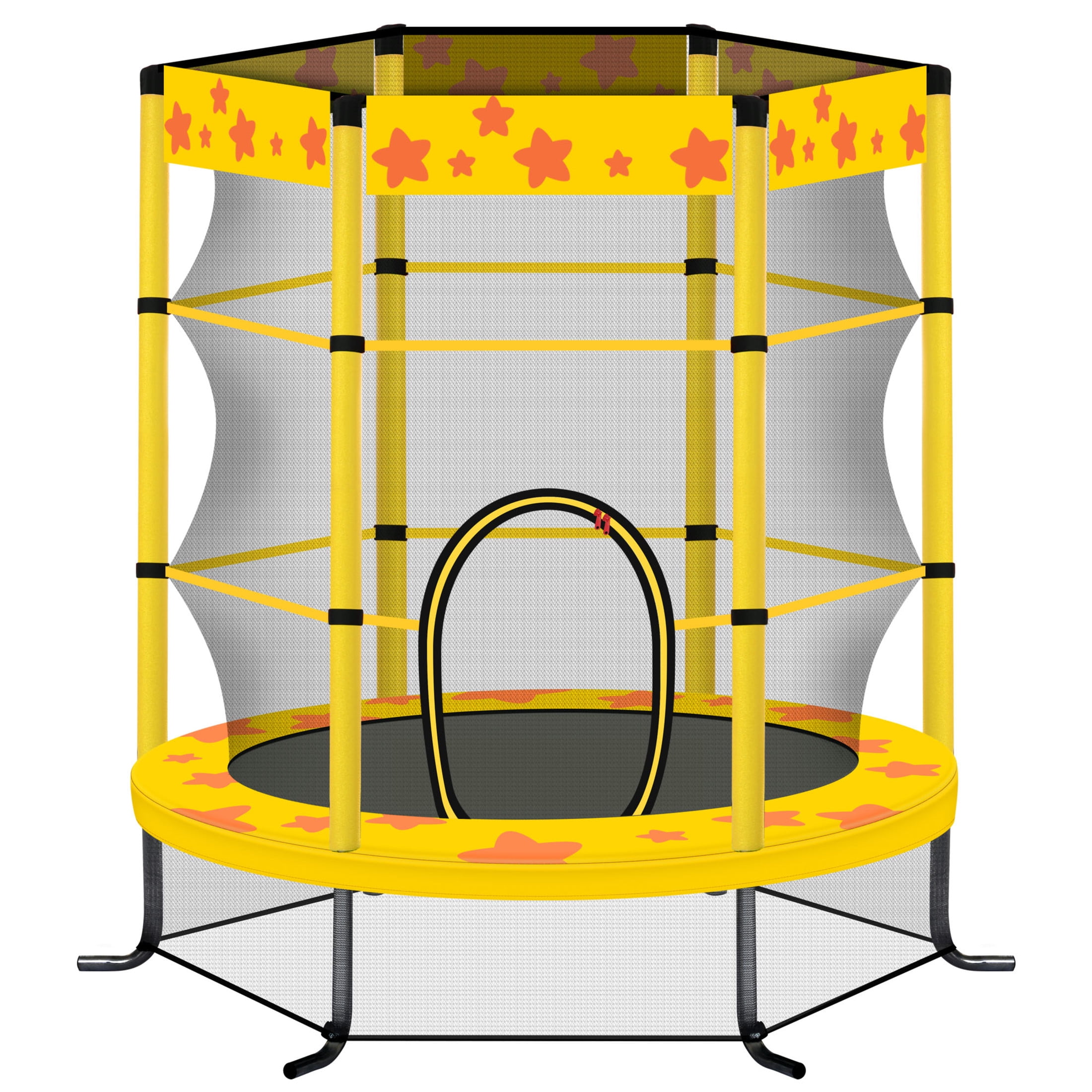 55 inch Kids Trampoline with Safety Enclosure, Padded Frame & Star ...