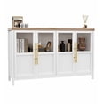 55 Inch Large Farmhouse Sideboard Buffet Cabinet with 4 Glass Doors ...