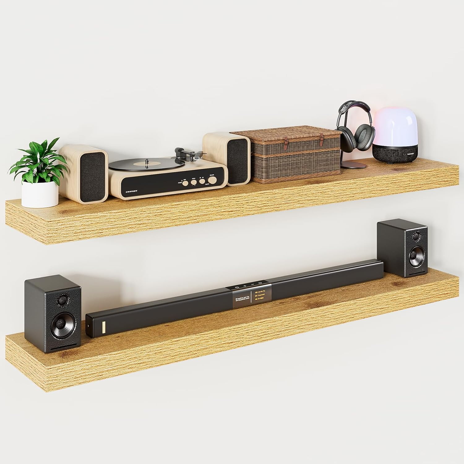 55 Inch Long Floating Shelves for Wall,9.3" Deep Oak Floating Shelves ...