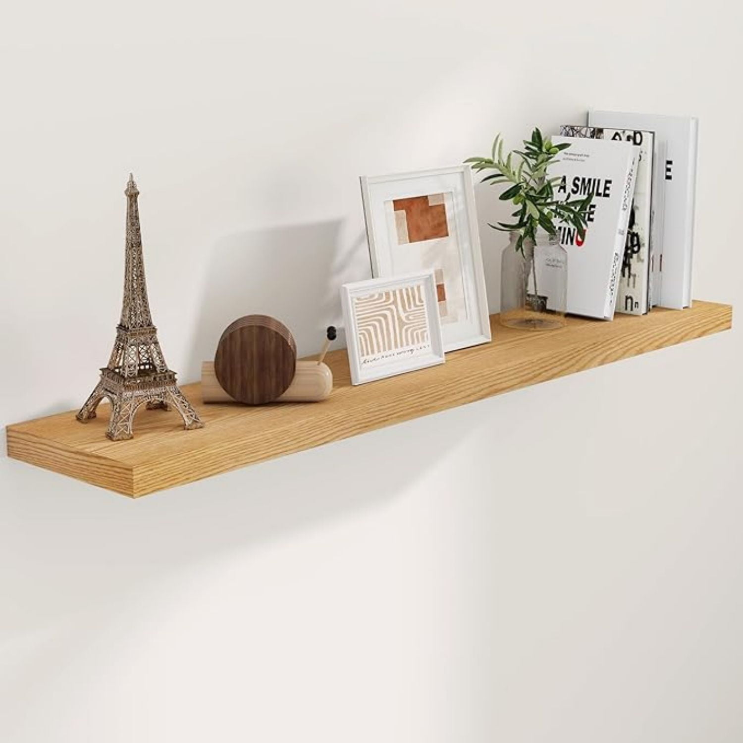 55 Inch Oak Floating Shelves, 9.3 Inch Deep Wall Mounted Floating Shelf ...