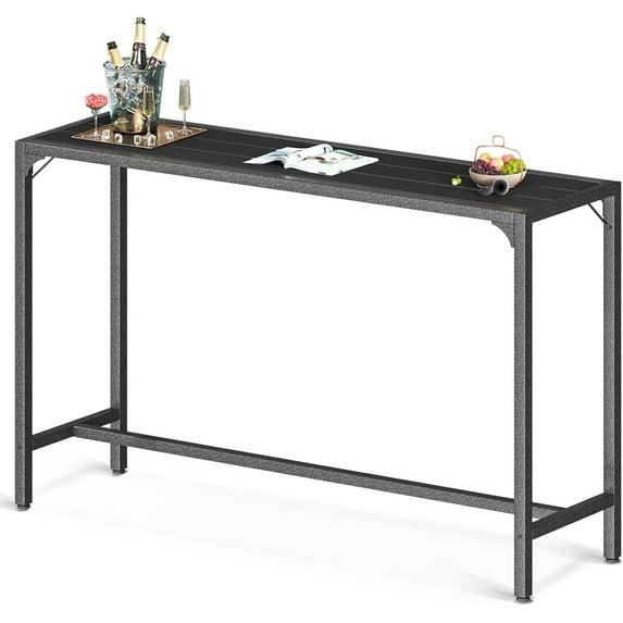 55 Inch Outdoor Bar Table, Patio Counter Bar Height Table with Weather ...