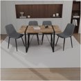 55 Inch Rectangular Dining Table Set with Suede Upholstered Chairs ...