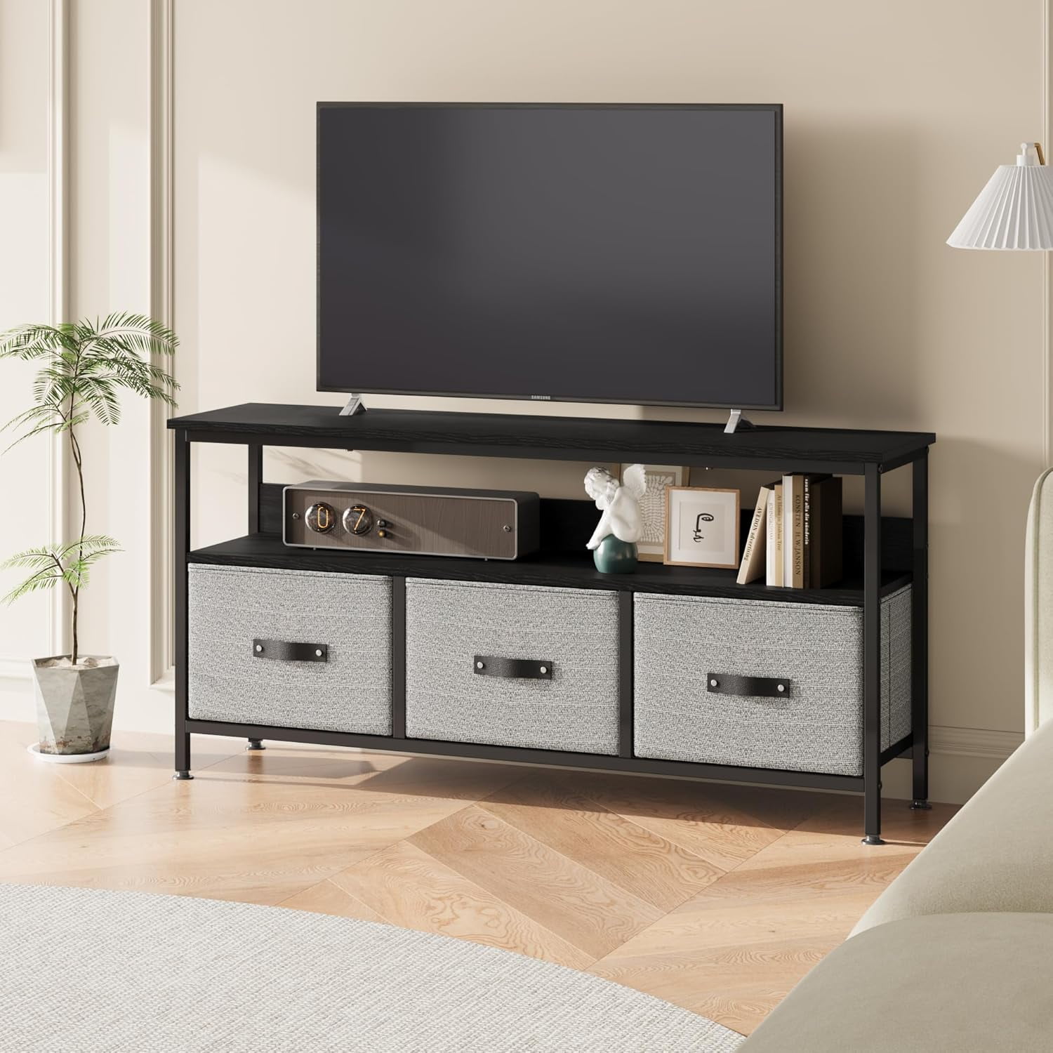 55 Inch TV Stand for Living Room, Dresser-Style TV Stand with 3 Drawers ...