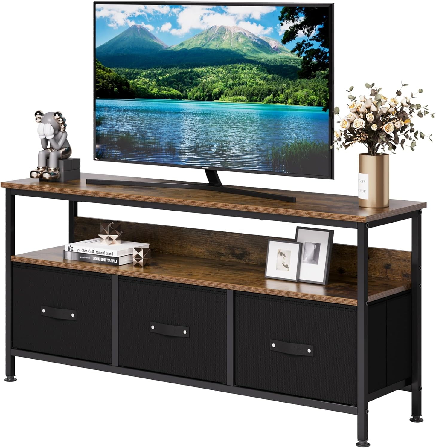 55 Inch TV Stand for Bedroom Small TV Stand Dresser with Drawers and ...