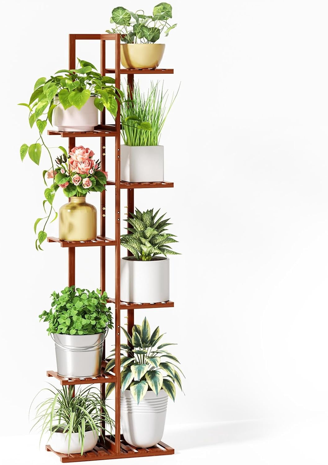 55 Inch Tall Plant Stand Indoor, 7 Tier 8 Potted Bamboo Plant Stands ...