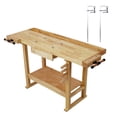 55-Inch Wood Workbench with Bar Clamps - Garage Workshop Table with ...