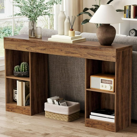 55 Inches Console Table,4 Cubes Narrow Entryway Table,3 Tier Wood ...