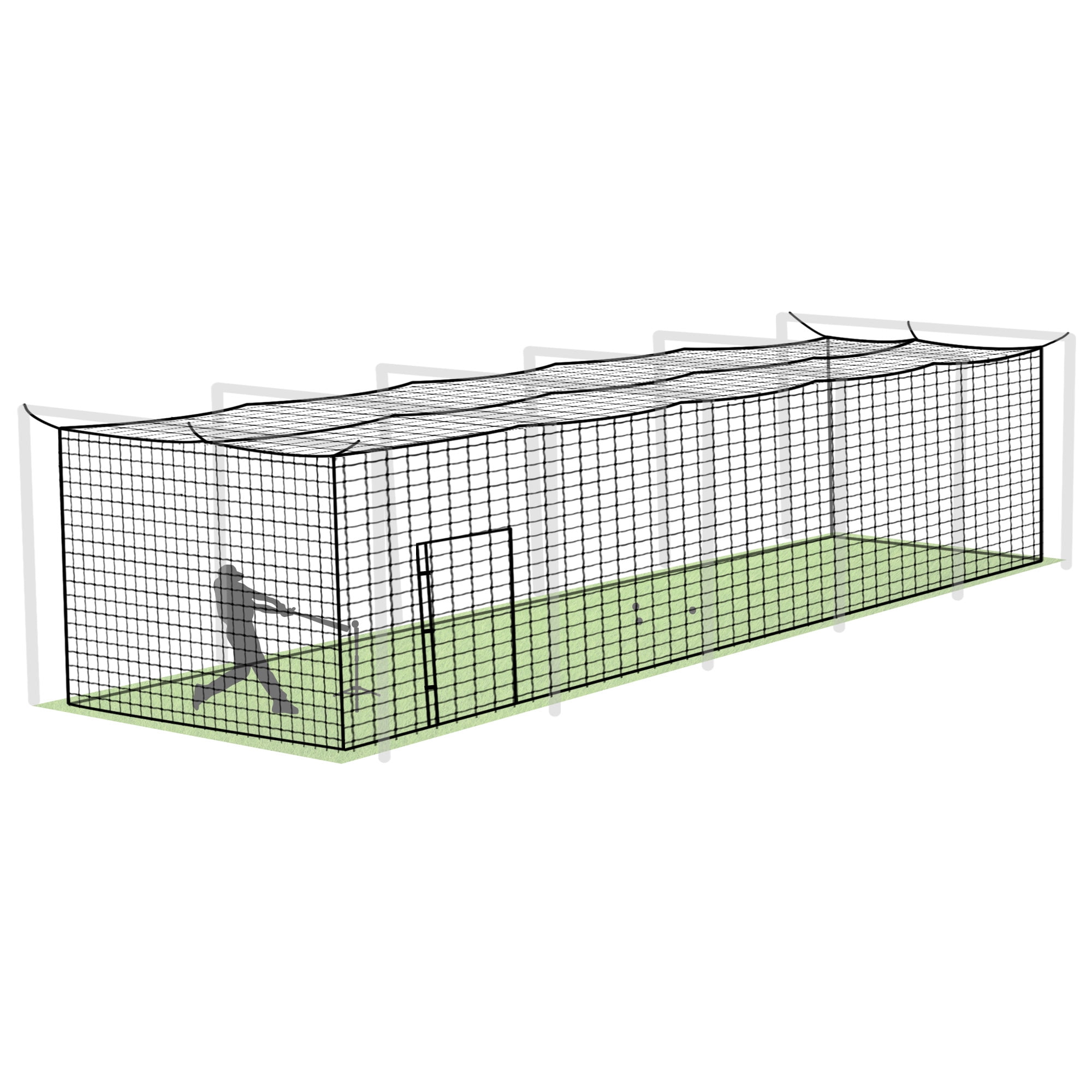 55'L Batting Cage Net, Fully Enclosed Baseball & Softball Cage Netting ...