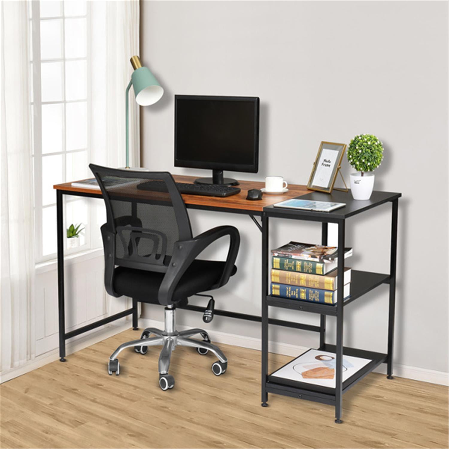 55''L Computer Desk with Storage Shelves, Writing Table for Home and ...
