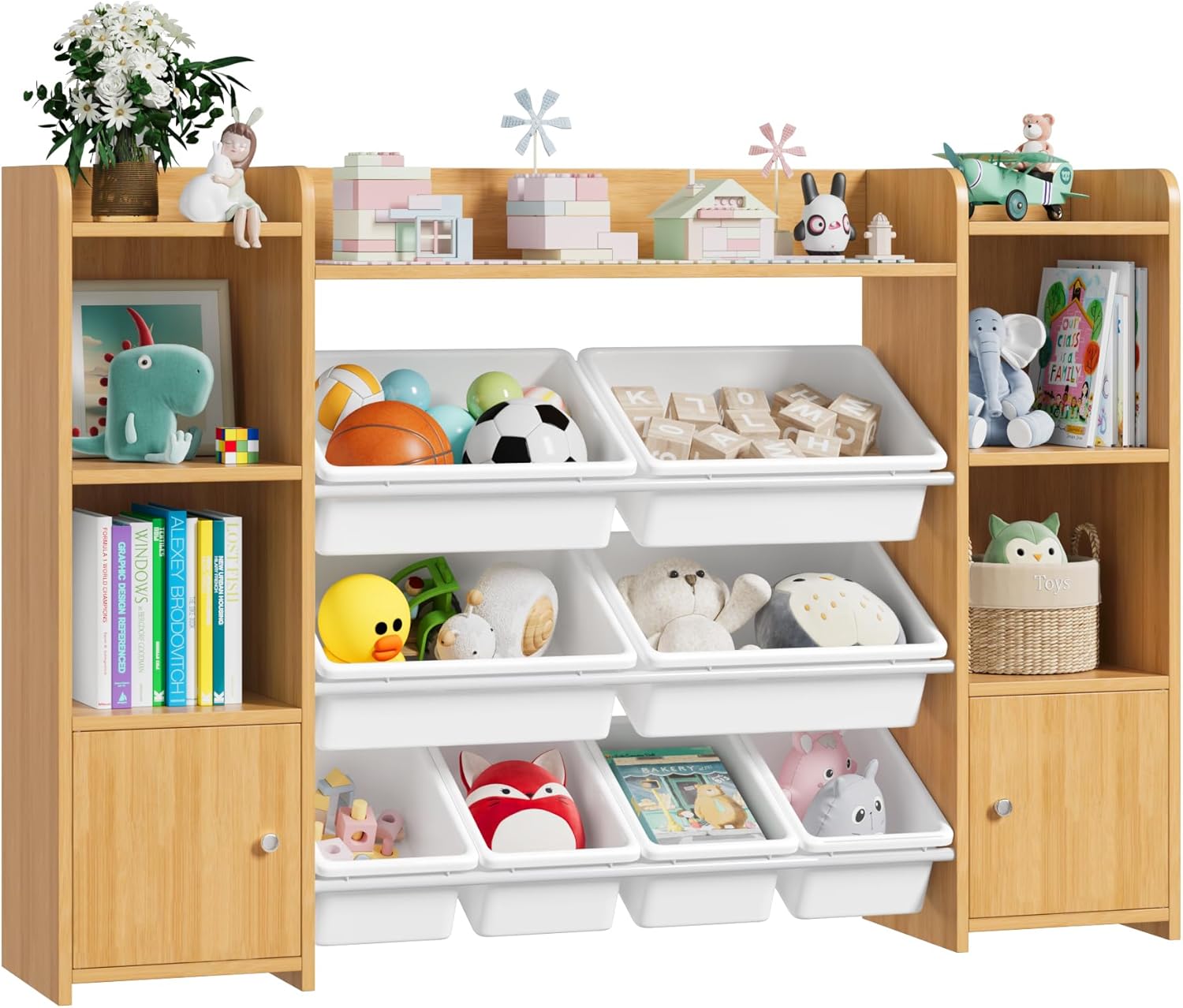 55''Large Toy Storage Organizer with 8 Toy Bins, Toy Organizers and ...