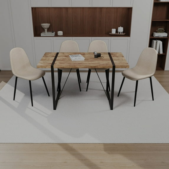 55" MDF Dining Table Set | Contemporary Family Dining | Metal Frame for ...