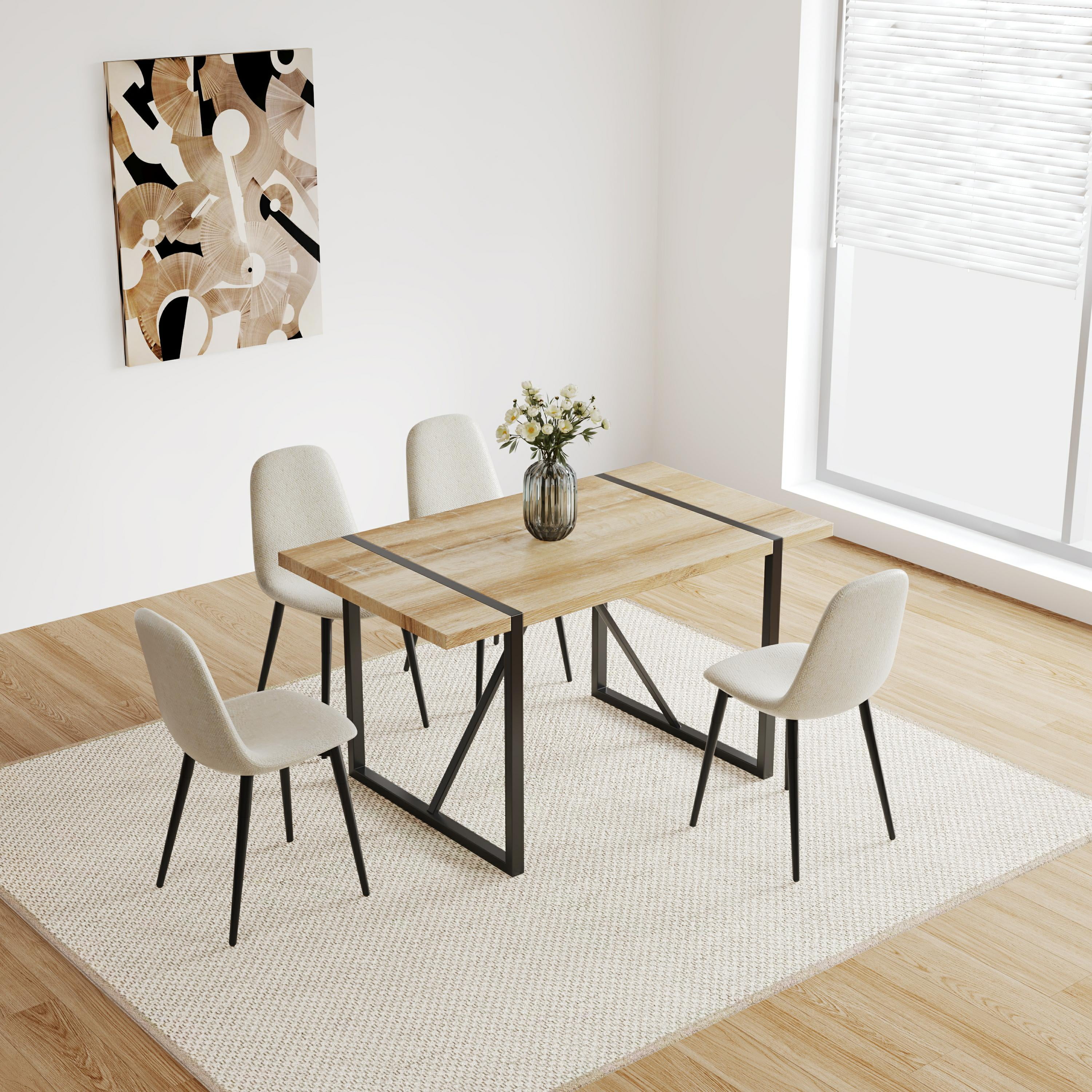 55" MDF Wood - Coloured Mid - Century Dining Table Set with 4 Modern ...