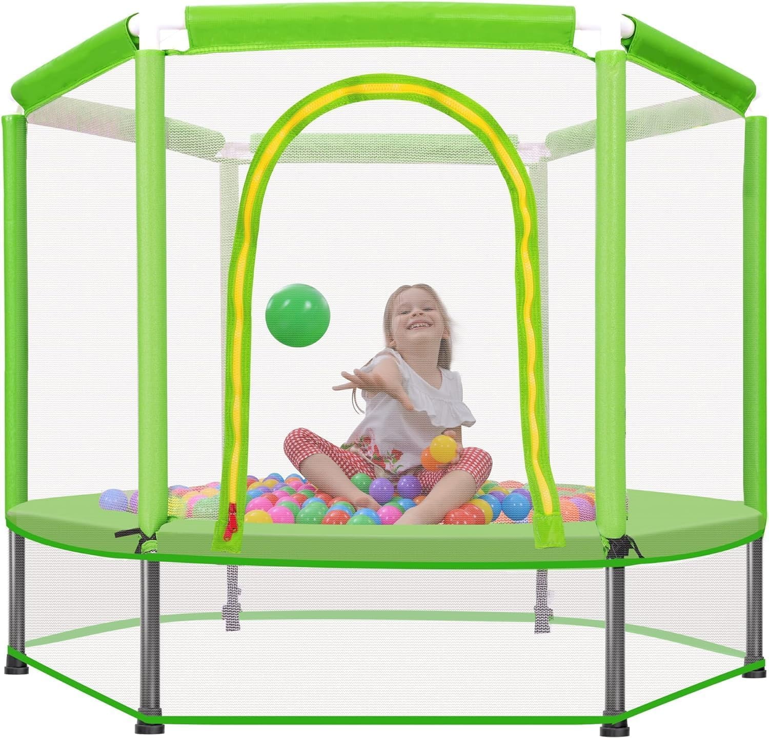 55" Mini Trampoline for Kids, 4.5FT Indoor Outdoor Toddler Trampoline ...