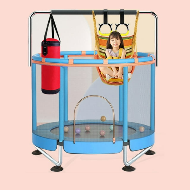 55" Mini Trampoline for Kids, Indoor Outdoor Toddler Trampoline with ...