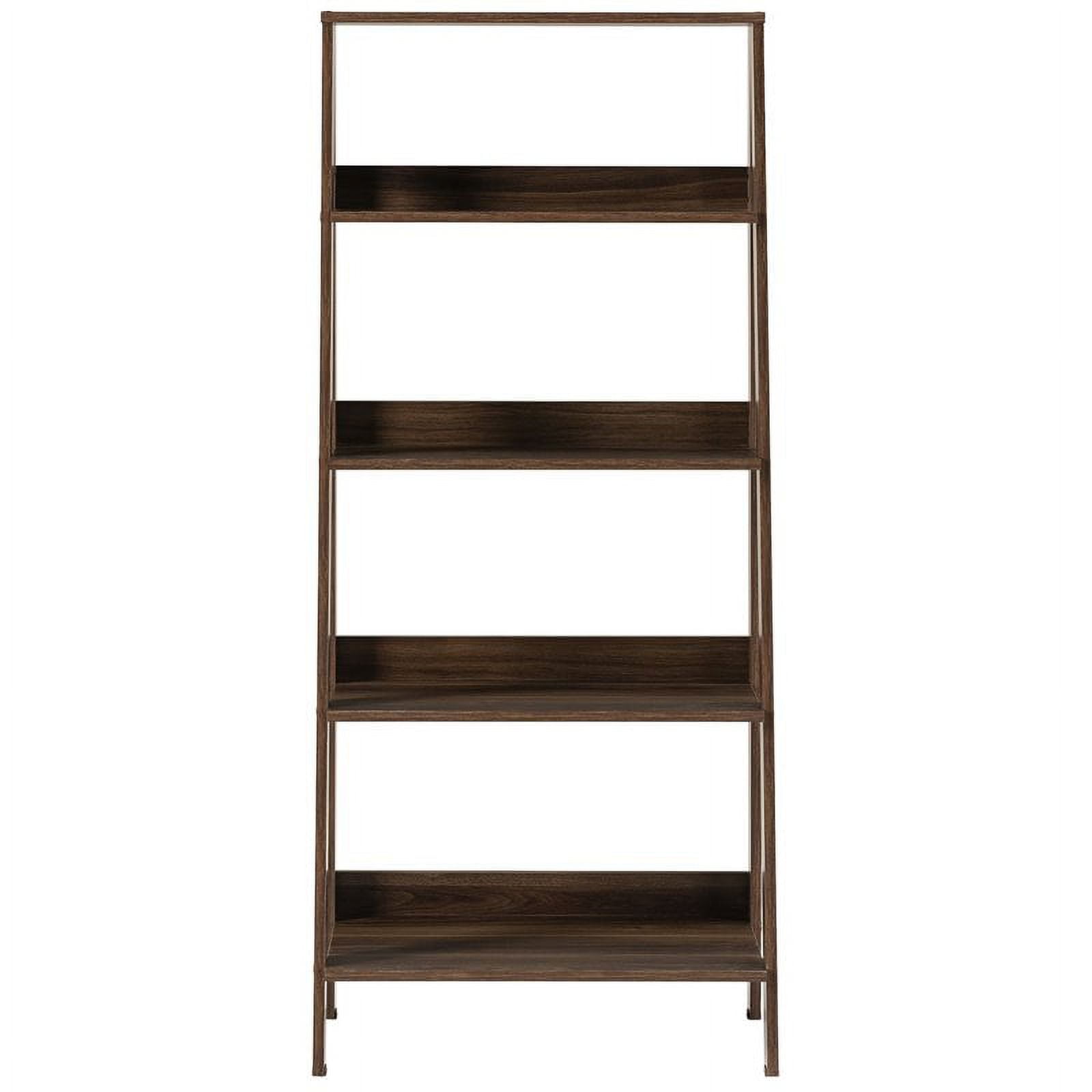 55" Wood Ladder Bookcase in Walnut - Walmart.com