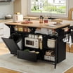 Homy Casa Farmhouse 53.7" Rolling Kitchen Island with Storage Cabinet ...