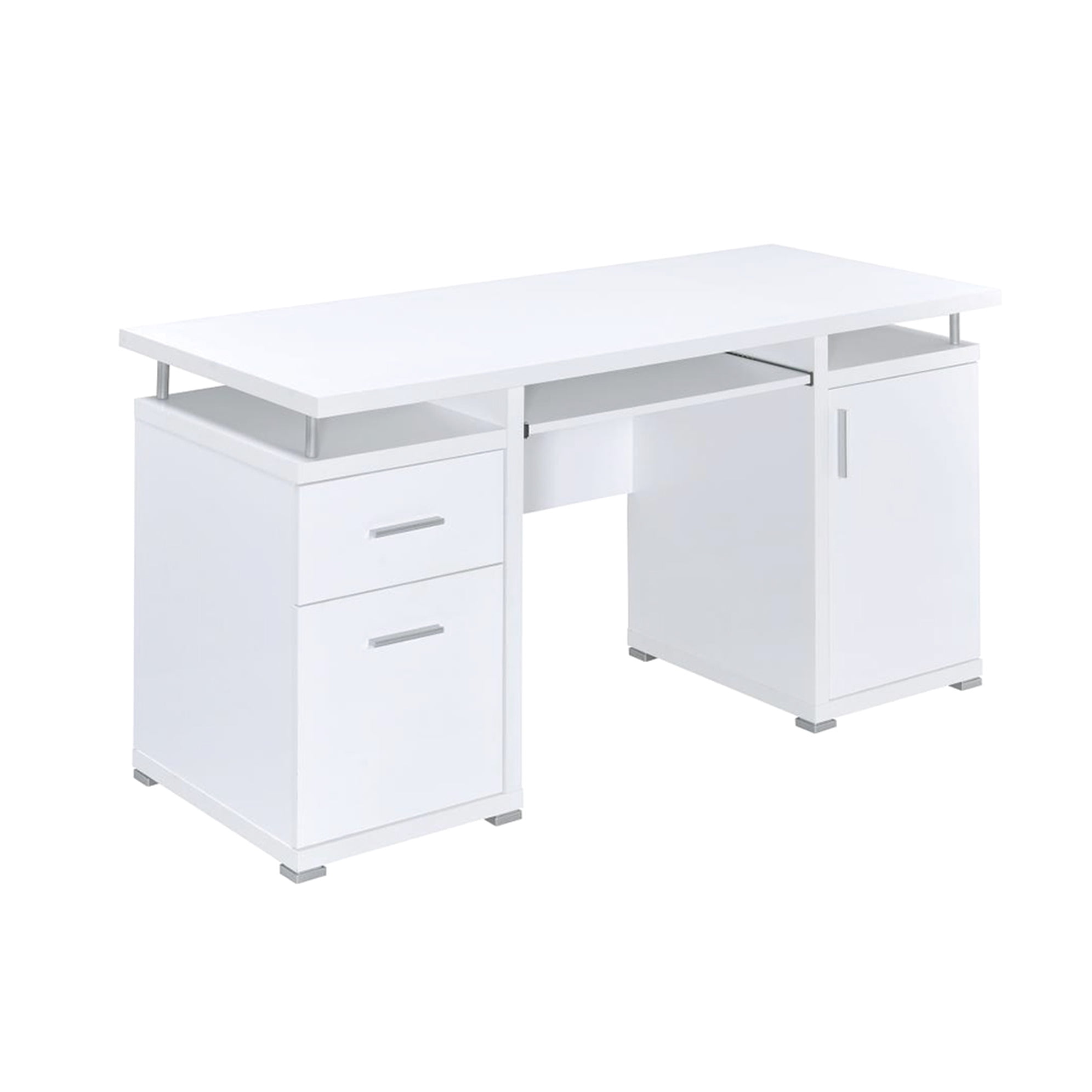 55" Office Computer Desk In White, 2 Configuration, Stylish Metal ...