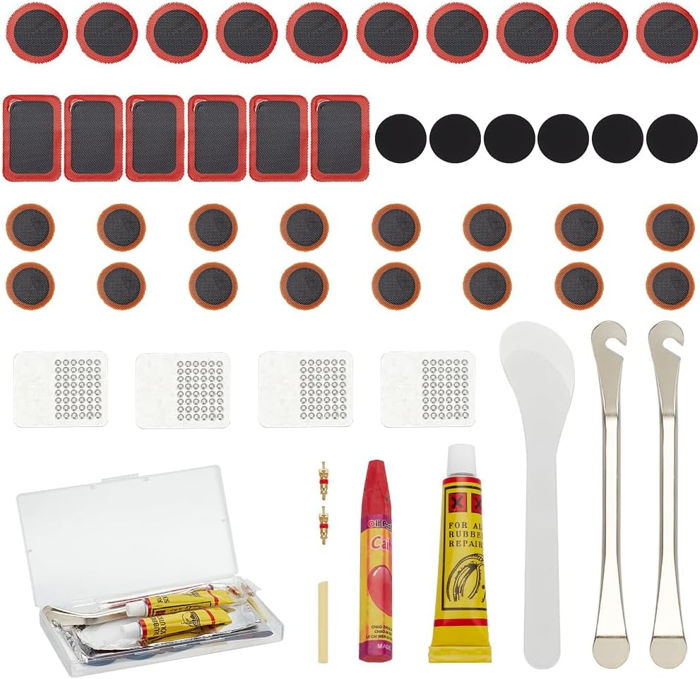 55 PCS Bike Tire Patch Repair Kit with Portable Storage Box 3 Different ...
