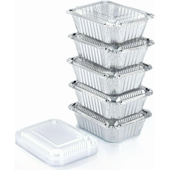 55 Pack) 1 Lb Aluminum Pans with Lids, Disposable Baking Foil ...
