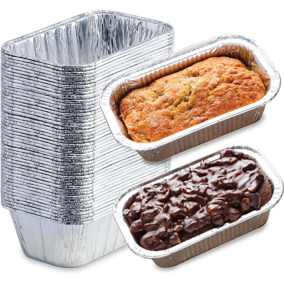 (55 Pack) 1LB Mini Foil Loaf Pans - 1 Pound Disposable Aluminum Baking ...
