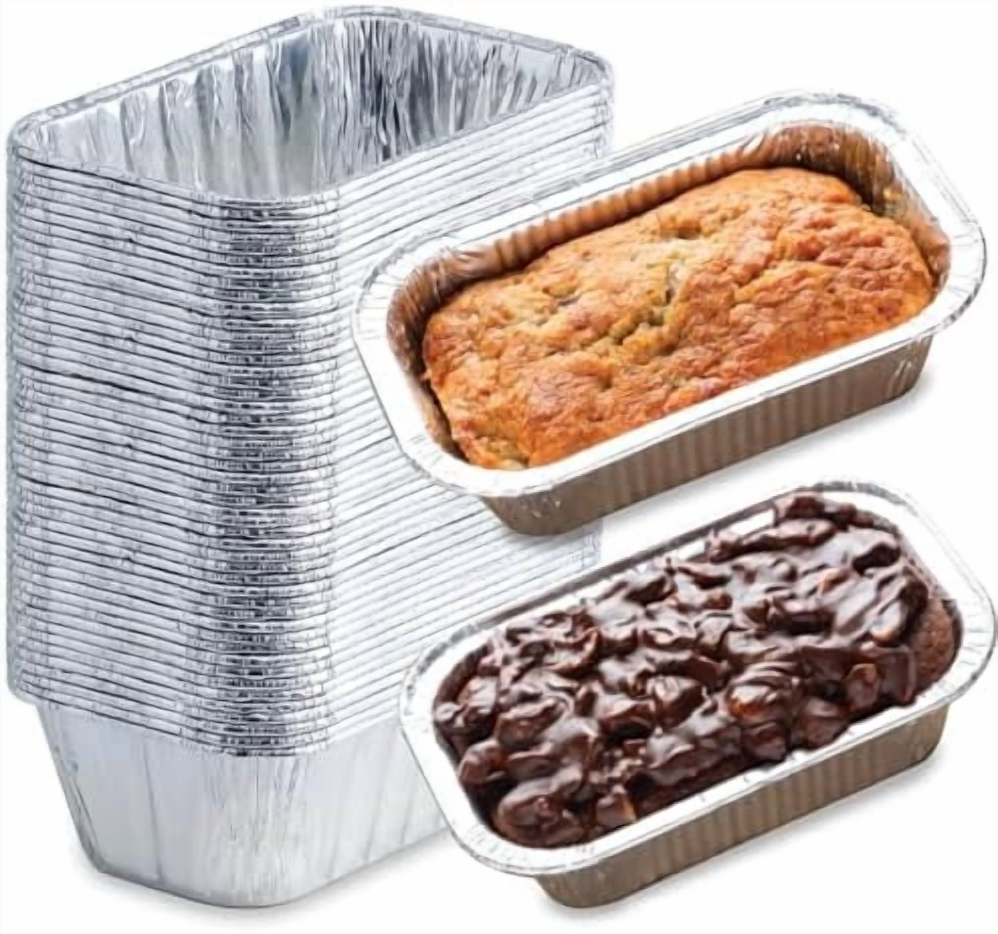 (55 Pack) 1LB Mini Foil Loaf Pans - 1 Pound Disposable Aluminum Baking ...
