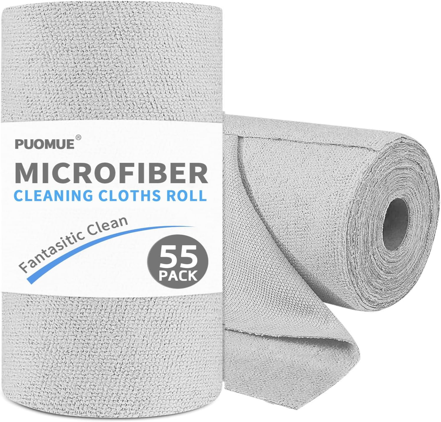 55 Pack Microfiber Cleaning Cloth Roll, Tear Away Reusable Towels, 11 ...