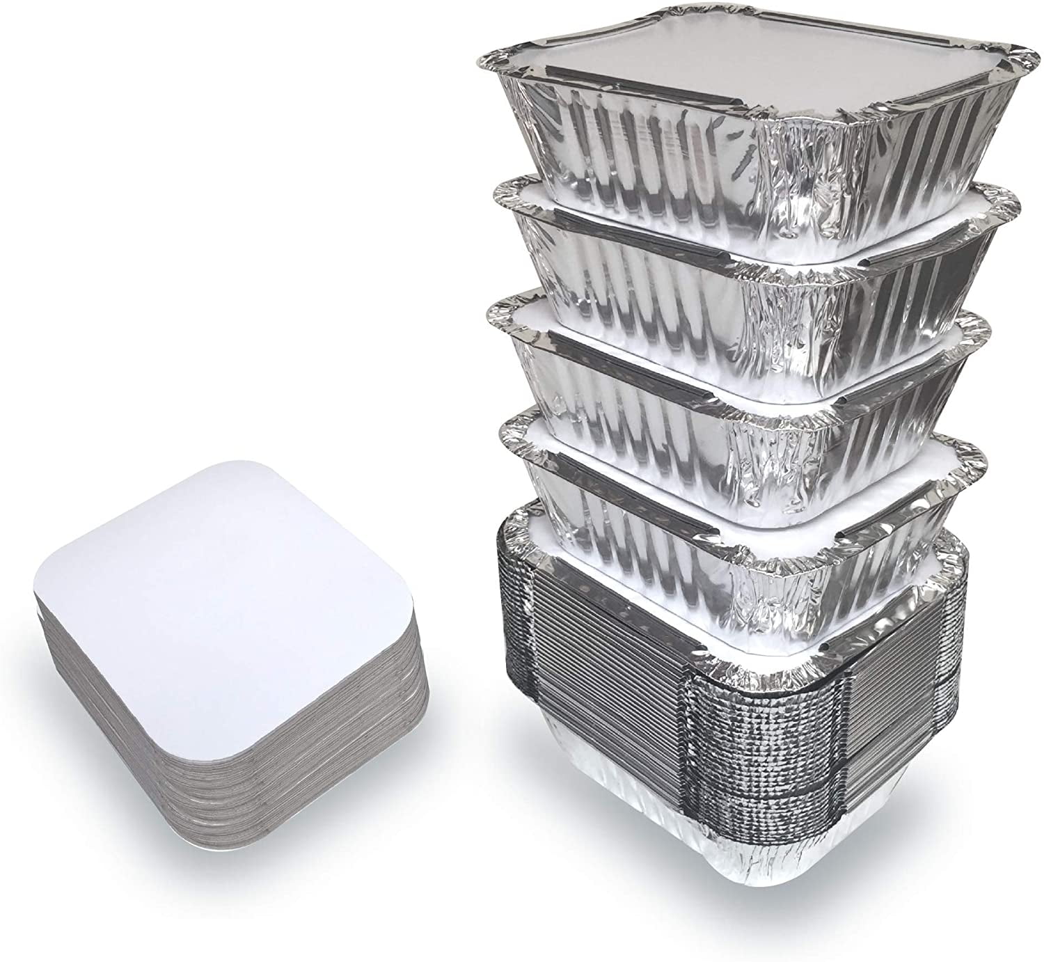 55 Pack - Small Foil Pans with Lids - To Go Food Containers with Lids ...