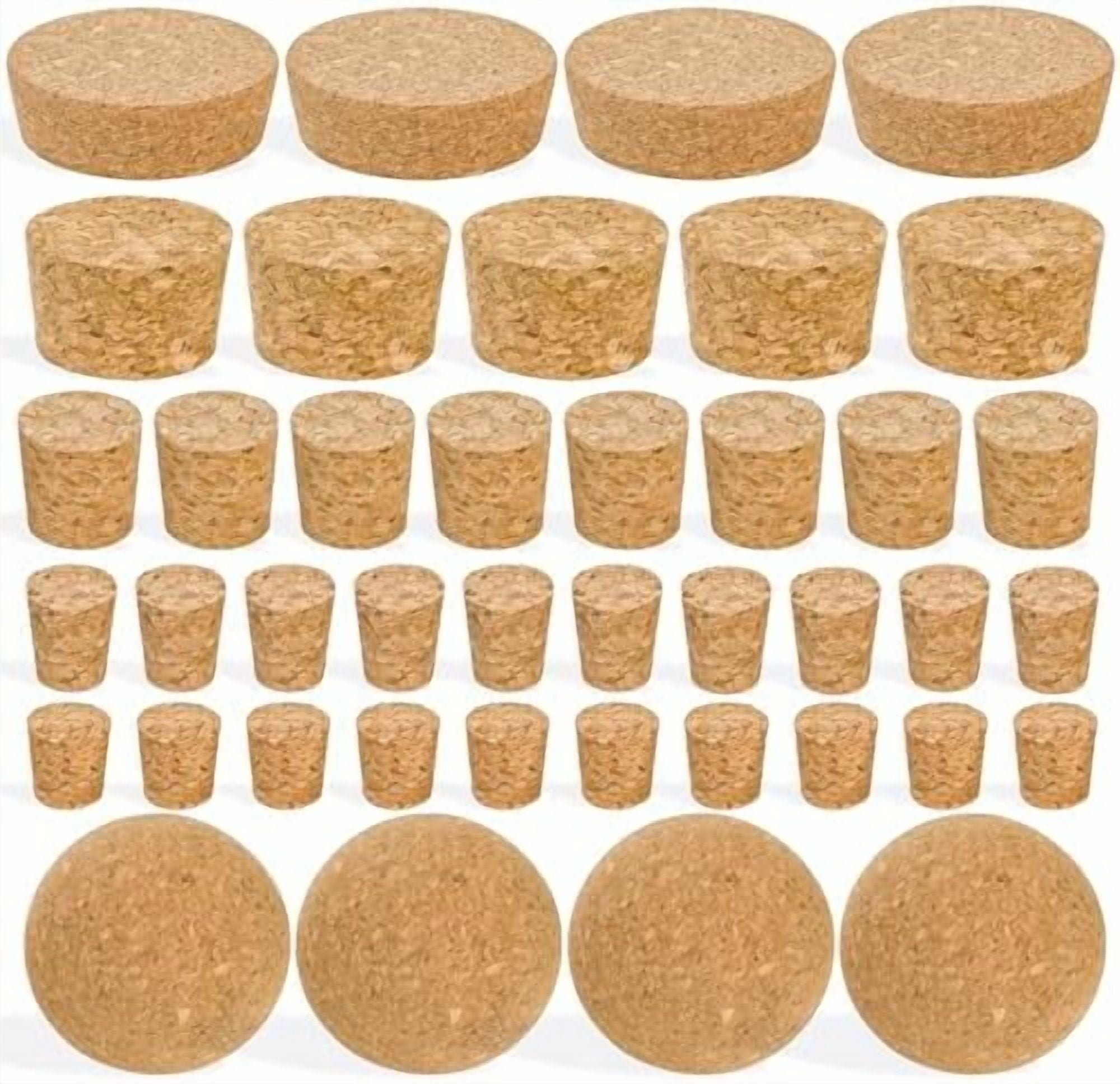 55 Pack Wooden Tapered Cork Plugs, Assorted Cork Stoppers, Variety ...