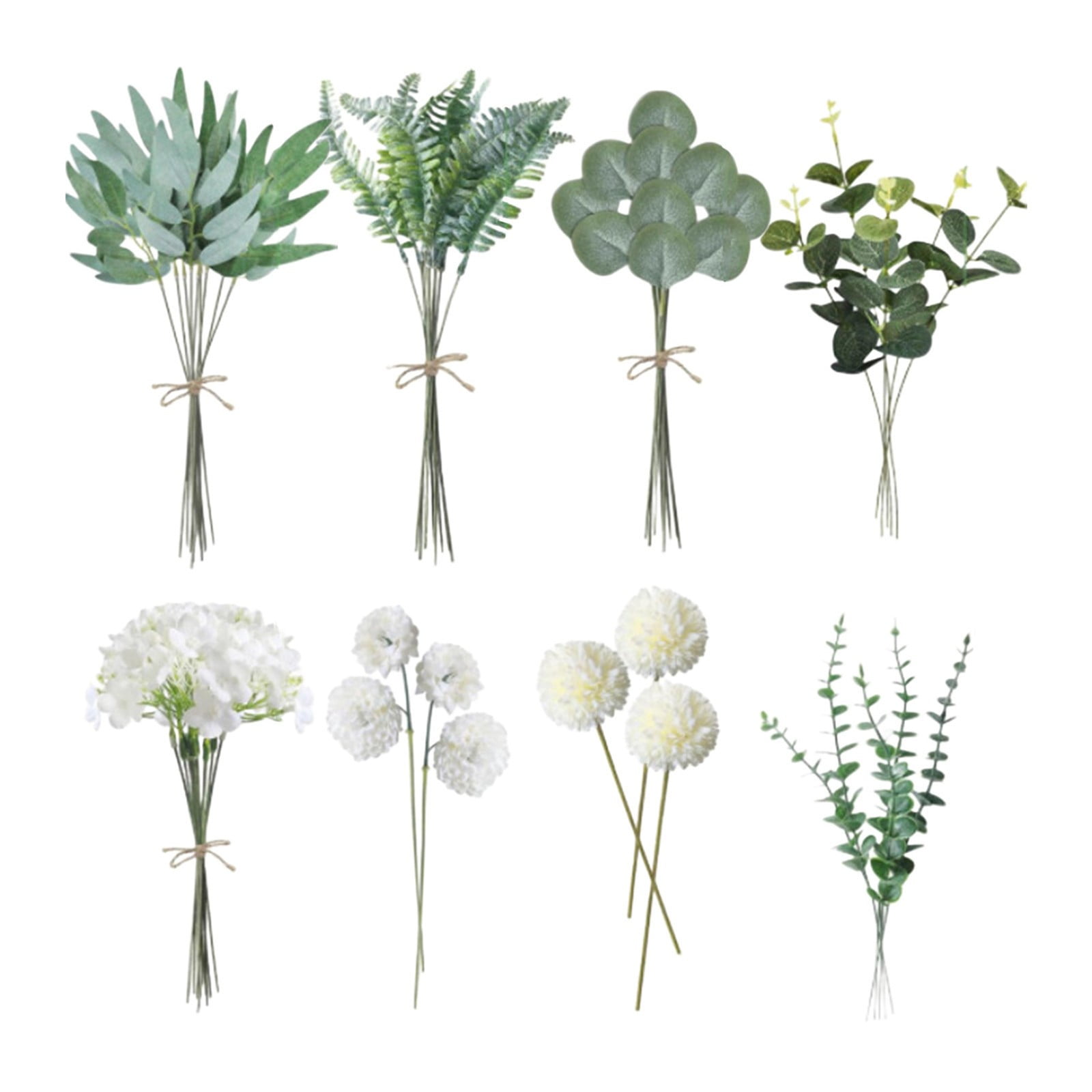 55 Pcs Artificial Greenery Stems Box Set,with 8 Kinds of Faux Plants ...