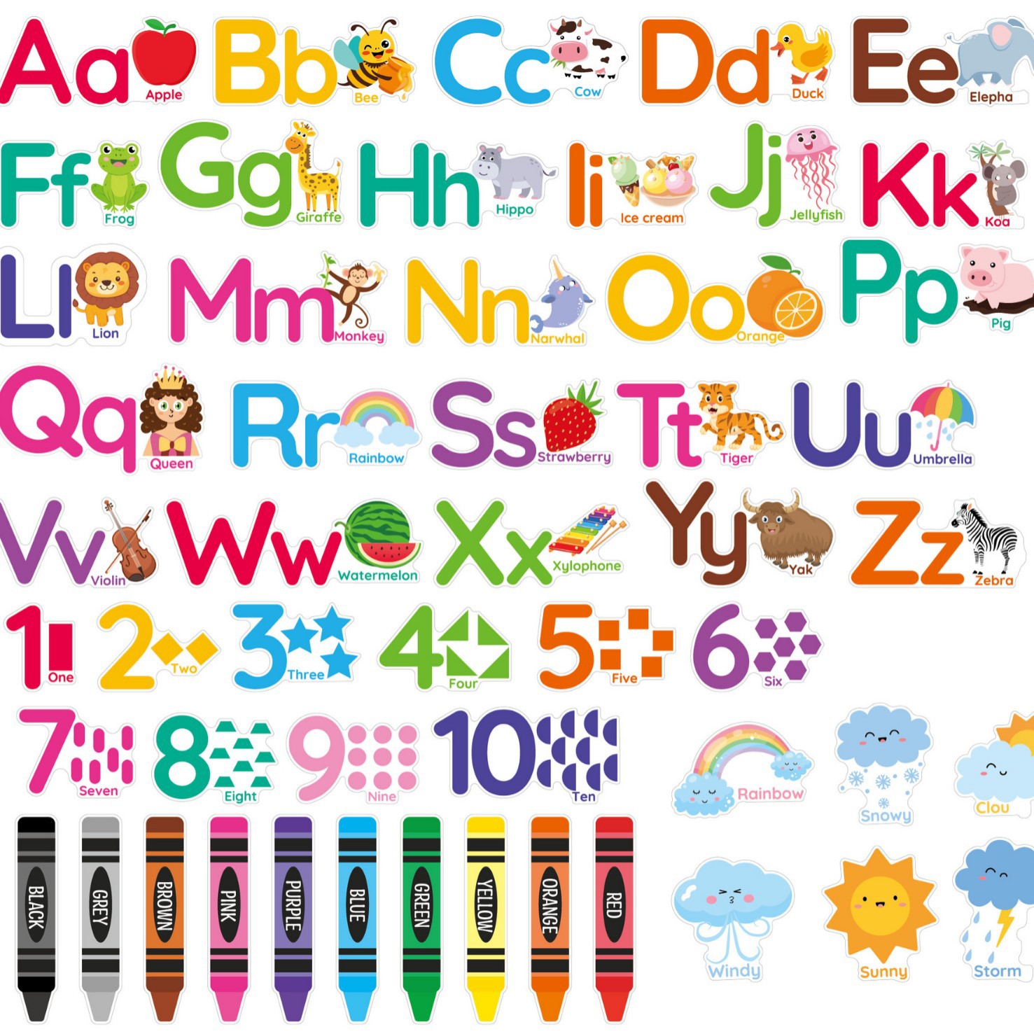 55 Pcs Colorful Cartoon Decals Vinyl Wall Stickers Children's Bedroom ...