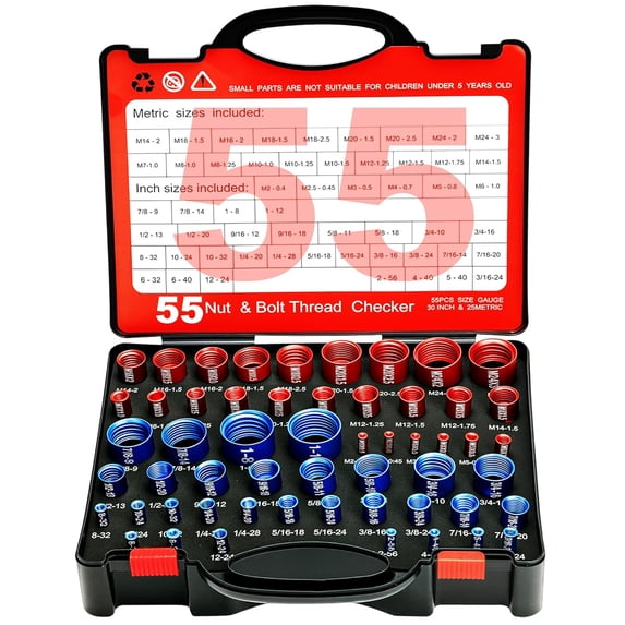 55 Pcs Nut and Bolt Thread Checker (25 Metric & 30 Standard), Bolts and ...