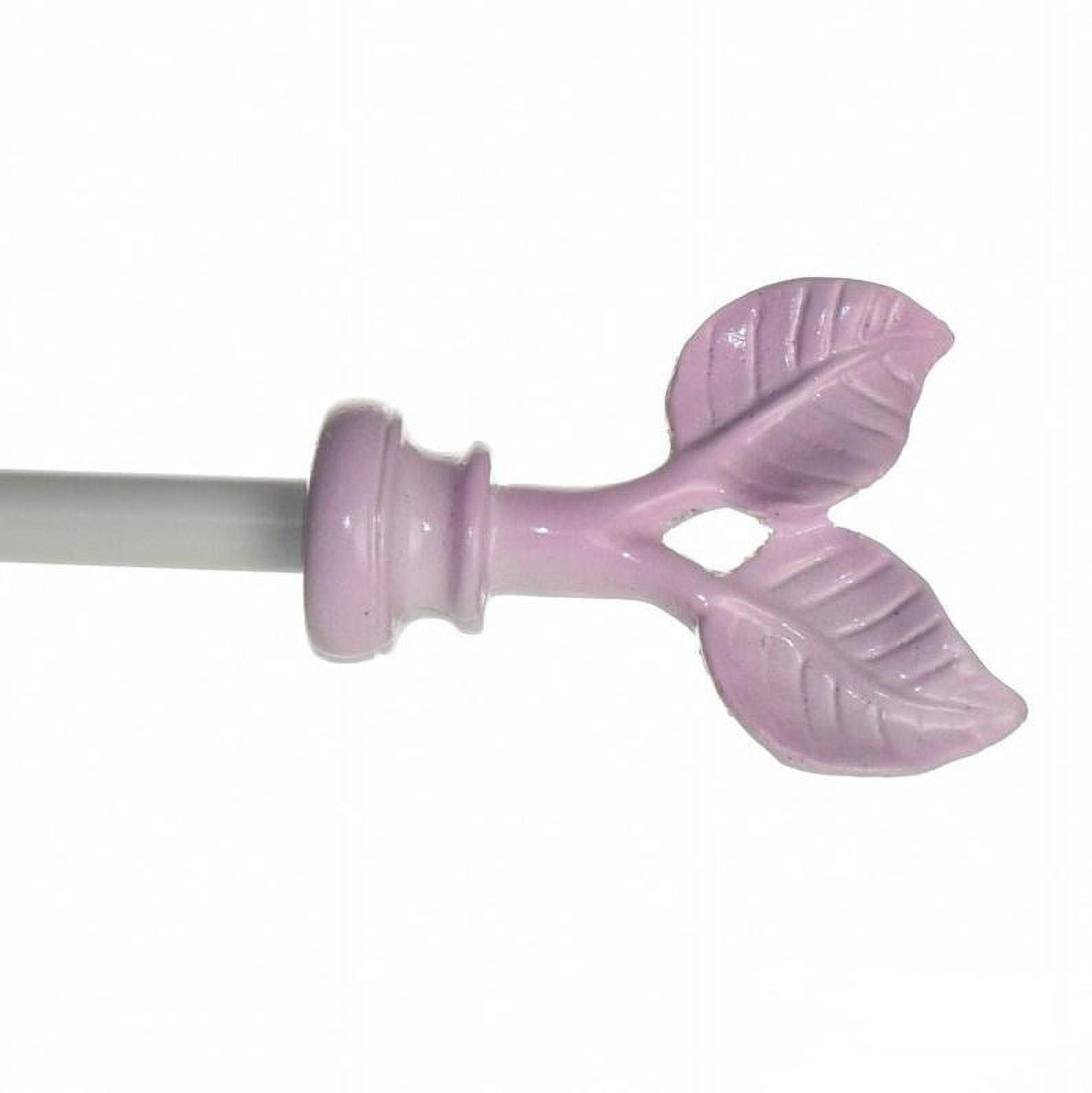 55" Petite Café Curtain Rod, Leaf Finials, Wall or Ceiling Mount, Pink ...