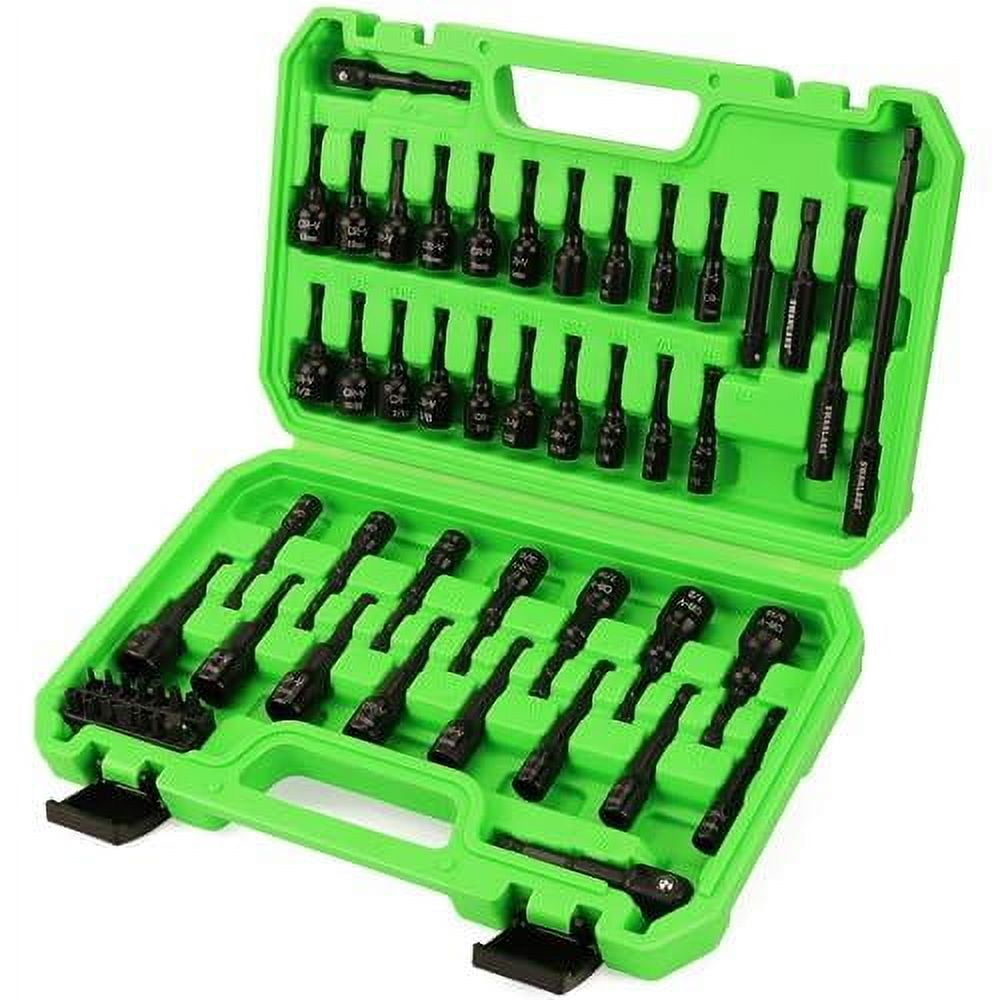 55-Piece Magnetic Nut Driver Set, Metric & SAE 1/4" Hex Shank, Impact ...