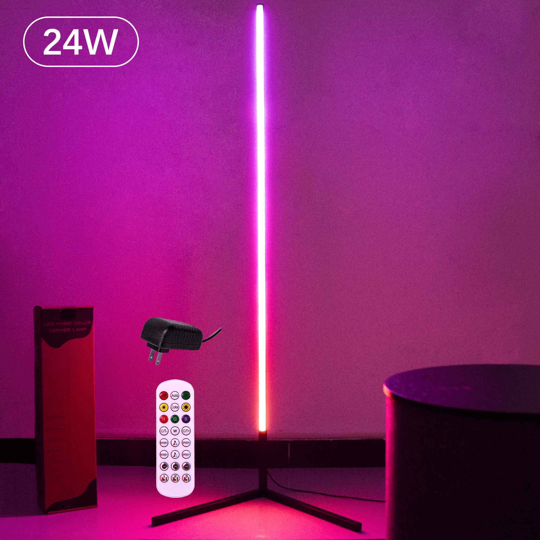 24W LED Floor Lamp, High Brightness RGB Floor Lamp with Remote Control ...