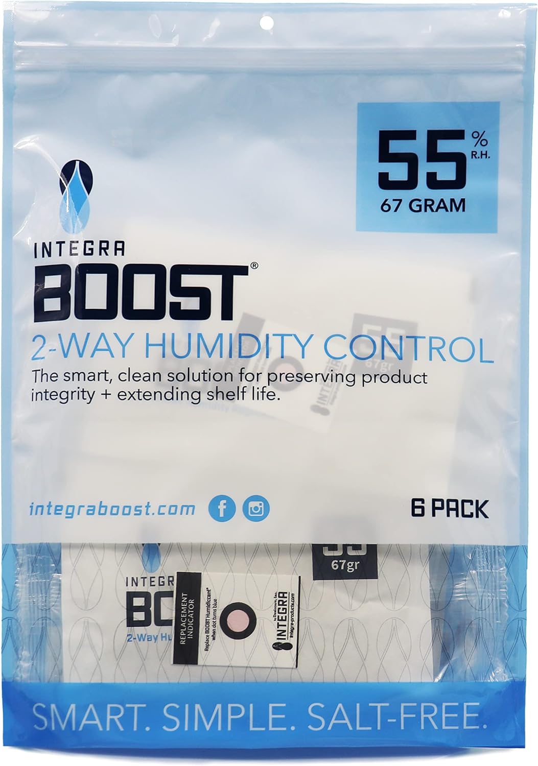 55% RH Level - 67 Gram Size - Two-Way Humidity Control Pack - Incl ...