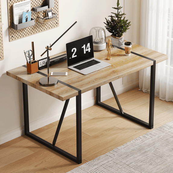 55” Rectangular Dining Table for 4-6 People, Modern Farmhouse Kitchen ...