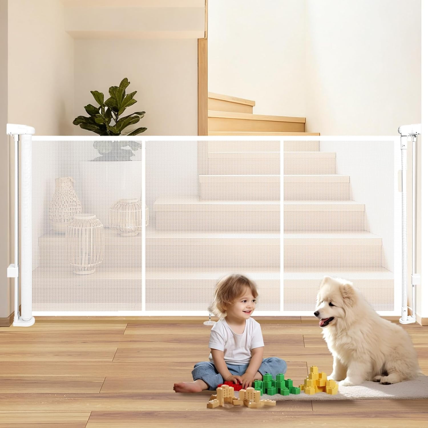55" Retractable Gate Extra Wide, 41" Tall Retractable Gate for Stairs ...