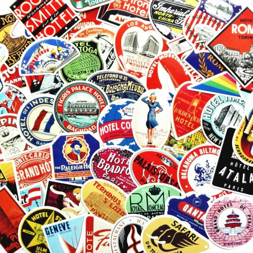 55 Retro Vintage Old Fashioned Style Luggage Suitcase Stickers Travel ...