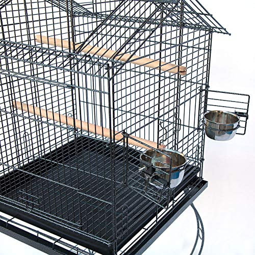 55" Rolling Standing Triple Roof Top Medium Bird Cage for Mid-Sized ...