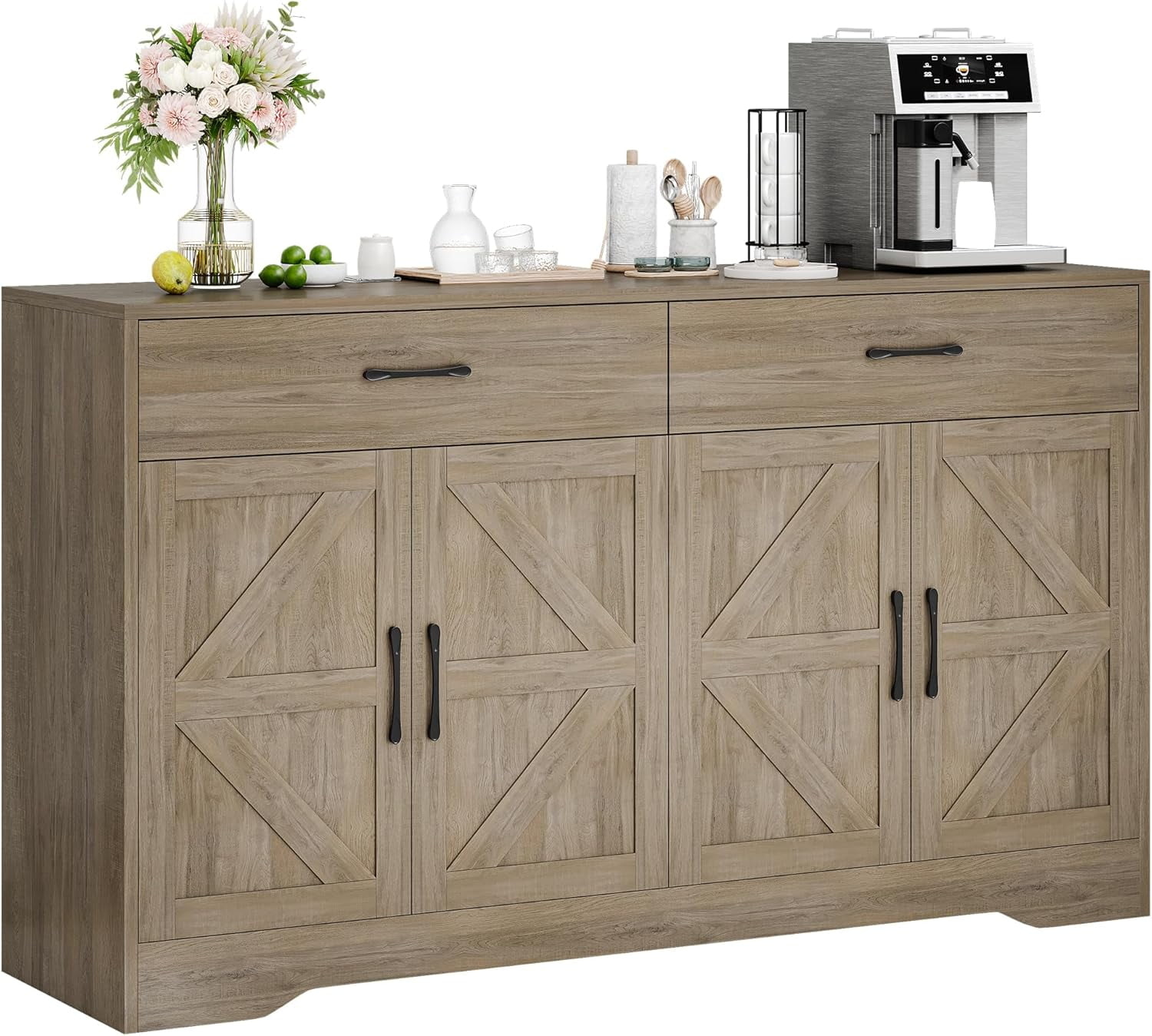 55" Sideboard Buffet Cabinet with Storage, Large Kitchen Storage ...