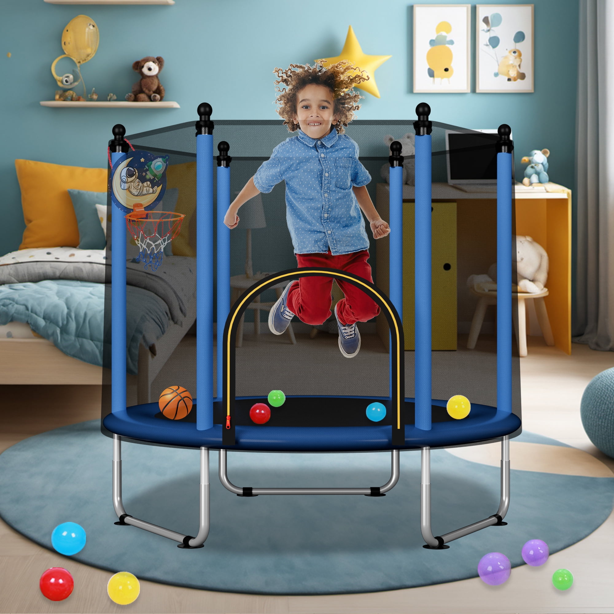 55" Small Trampoline for Kids ,4.6FT Indoor Outdoor Toddler Trampoline ...