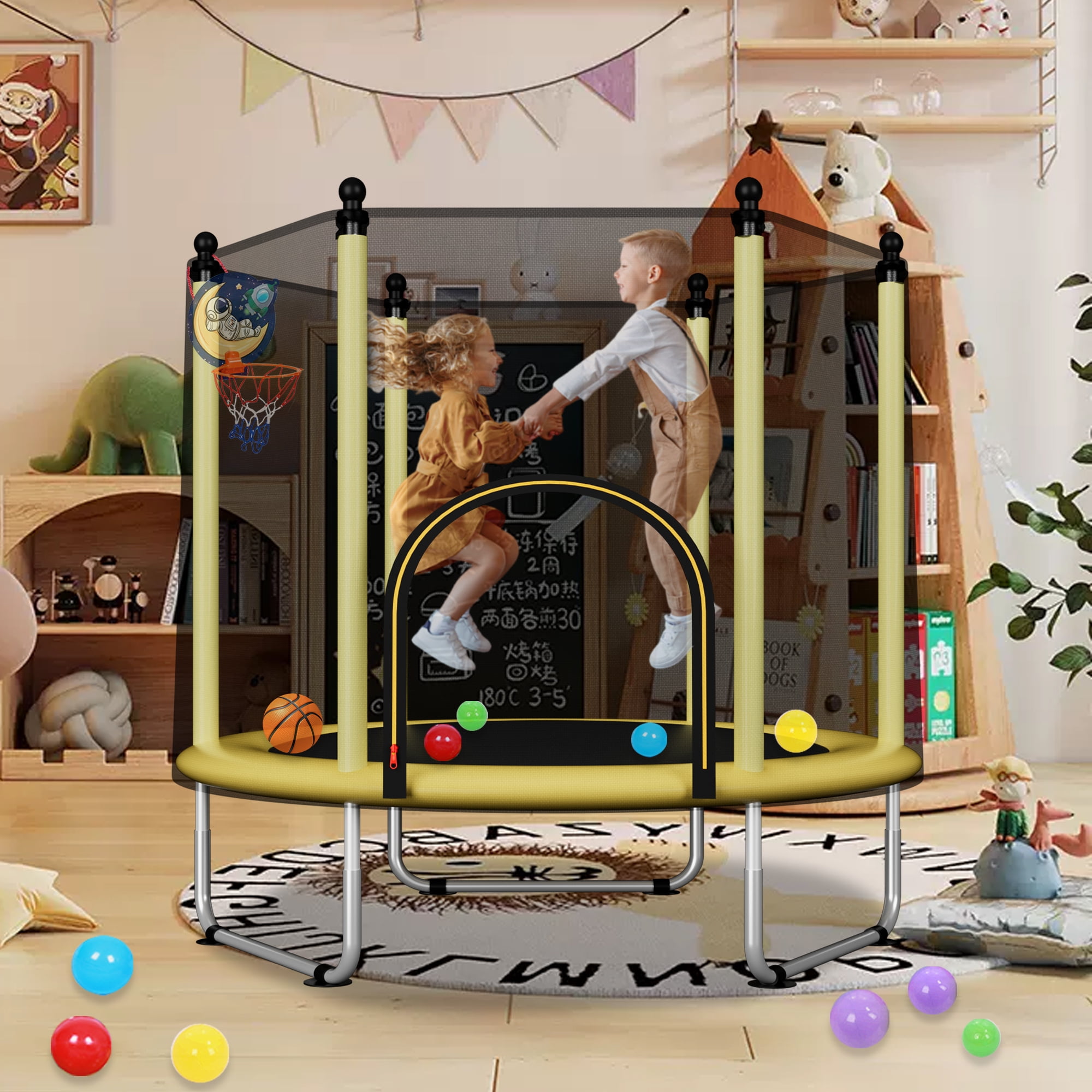 Shengchao Trade 4.6FT Indoor Outdoor Toddler Trampoline with Safety ...
