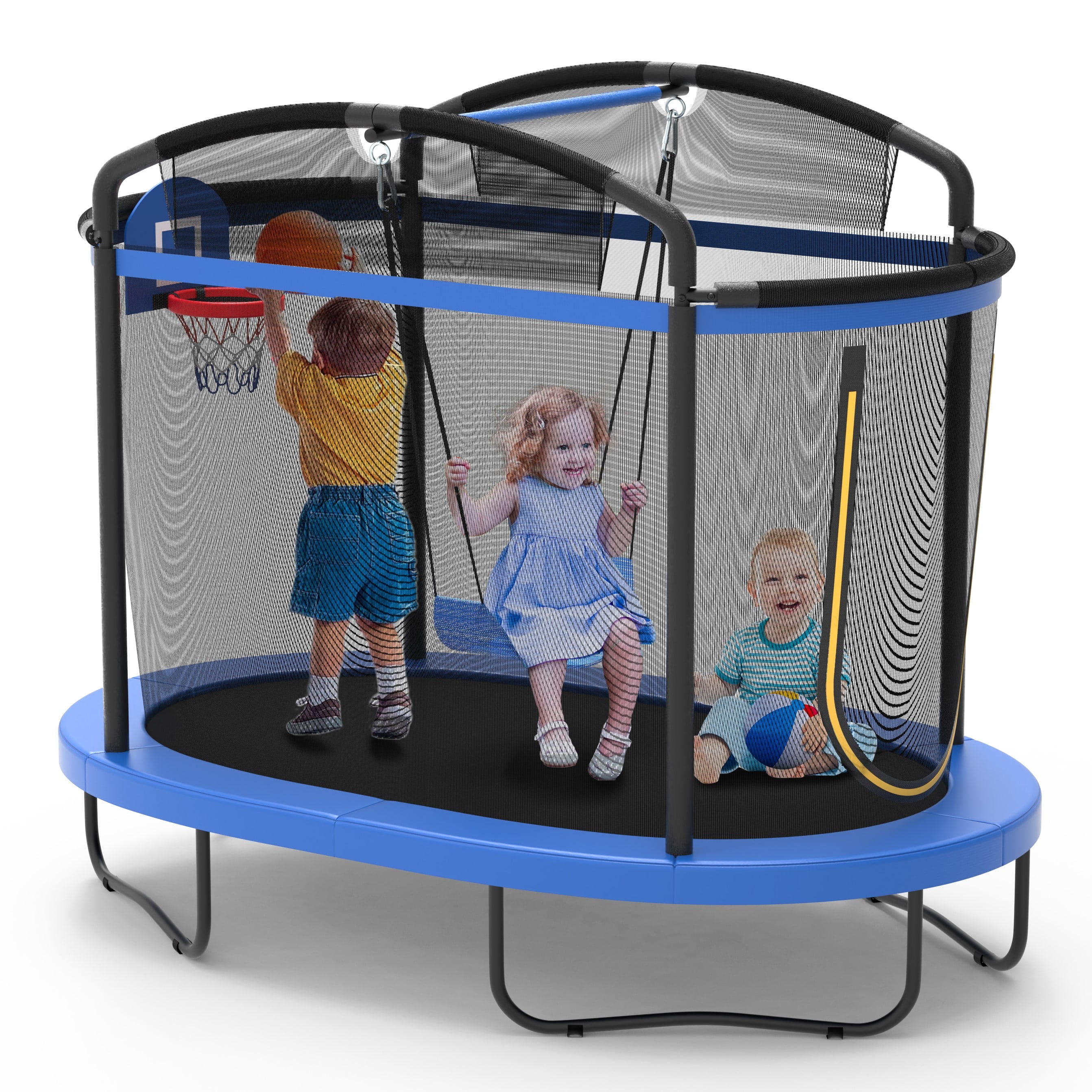 BTMWAY 55'' Toddler Trampoline with Safety Net & Balls, Indoor/Outdoor ...
