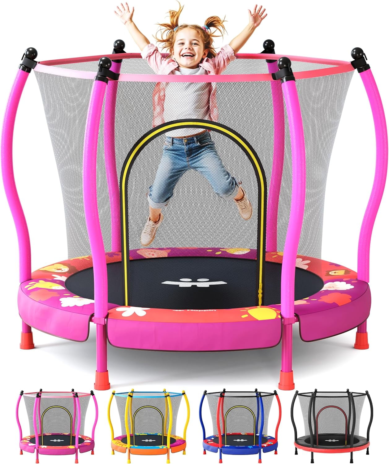 ® 55” Toddler Trampoline Indoor & Outdoor Playset, 5FT Kids Trampoline ...