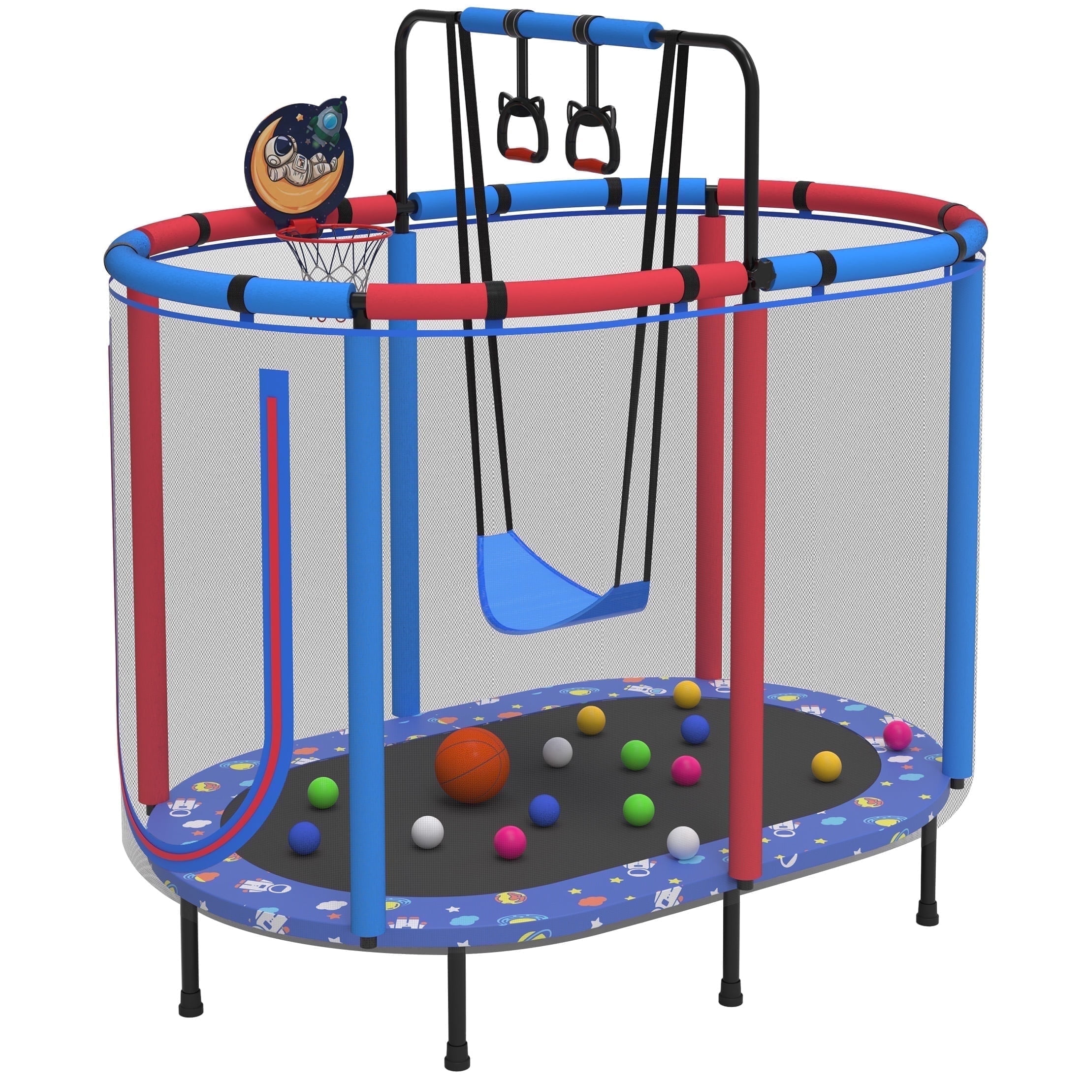 60" Toddler Trampoline with Safety Enclosure Net, SEGMART Upgraded Kids ...