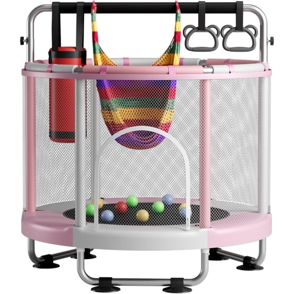 55" Trampoline for with Enclosure, 440lbs Capacity Indoor & Outdoor ...